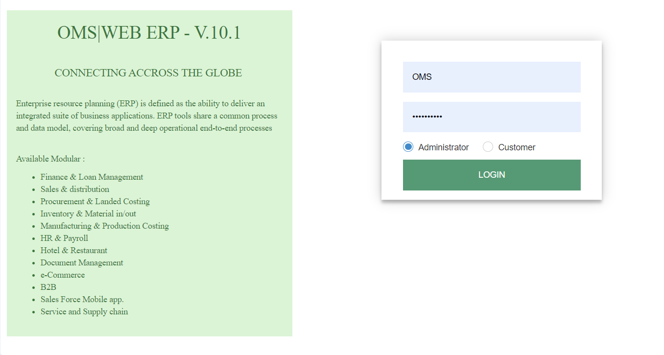 OMS|ERP Software - V.10.1